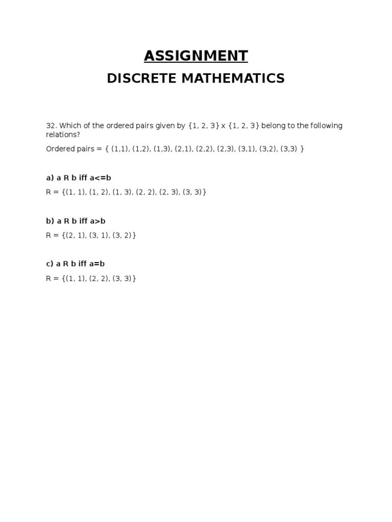 Discrete Math Relations and Ordered Pairs | PDF | Technology & Engineering