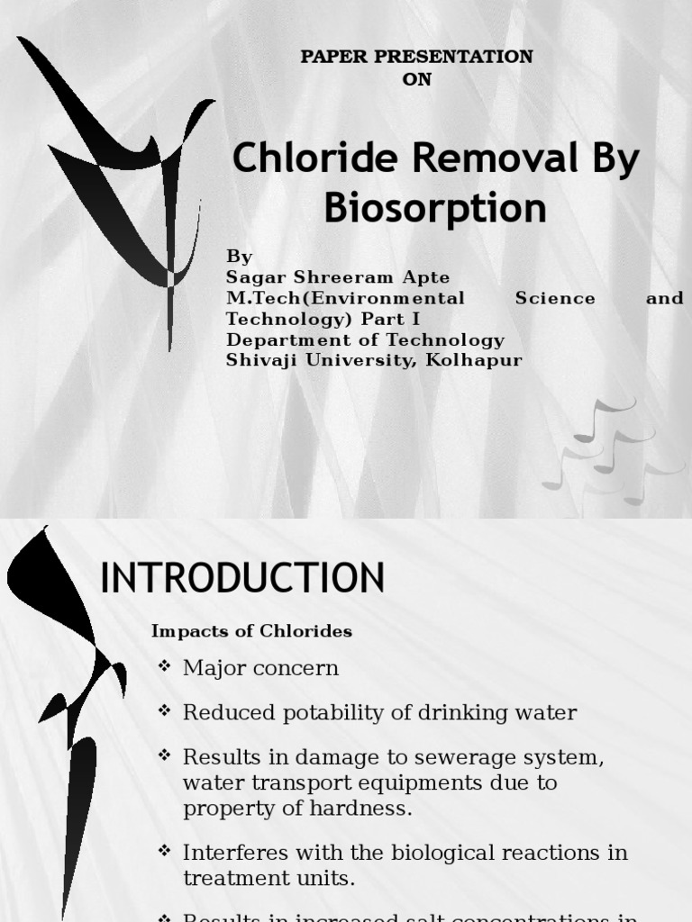 Chloride Removal by Biosorption | PDF