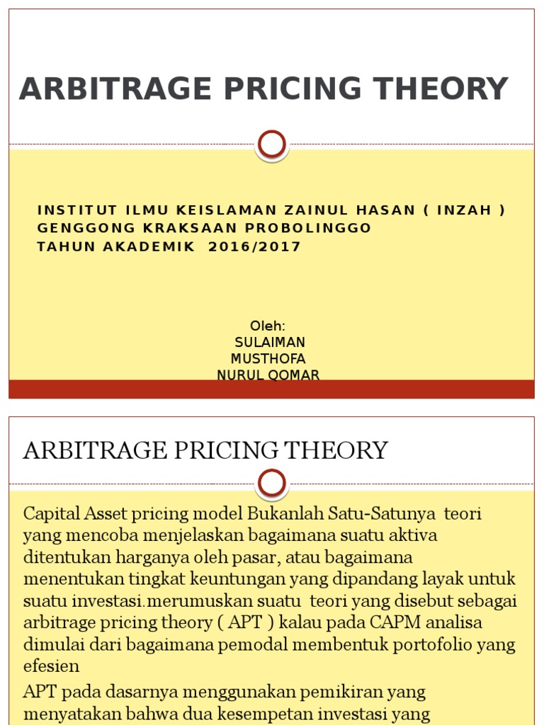 Bab 9. Arbitrage Pricing Theory | PDF