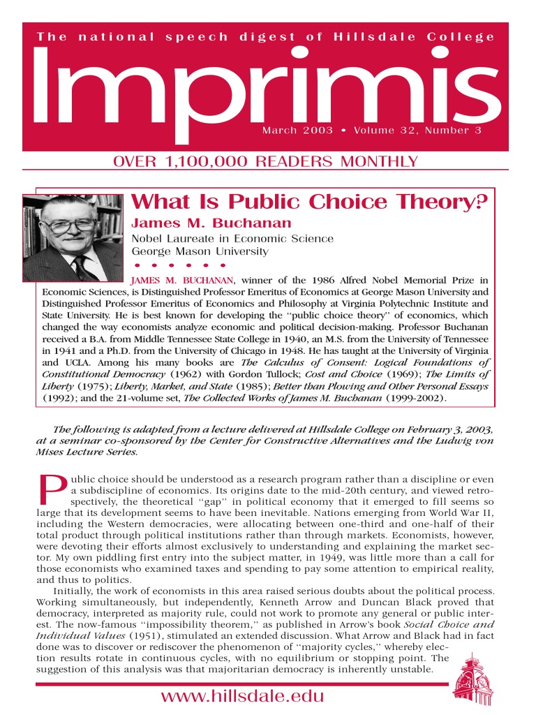 What Is Public Choice Theory.pdf | Public Choice | Economics