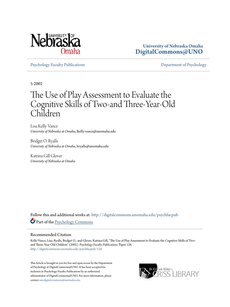 The Use of Play Assessment To Evaluate The Cognitive Skills of TW | PDF ...