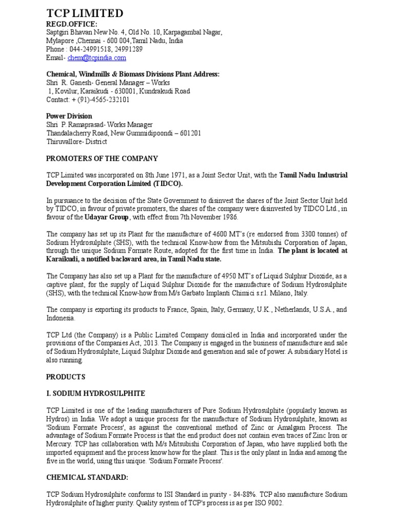 TCP Limited | PDF | Bleach | Dye