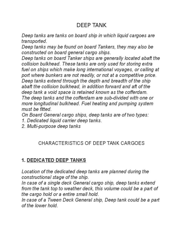 Characteristics of Deep Tank Cargoes | PDF | Oil Tanker | Ships