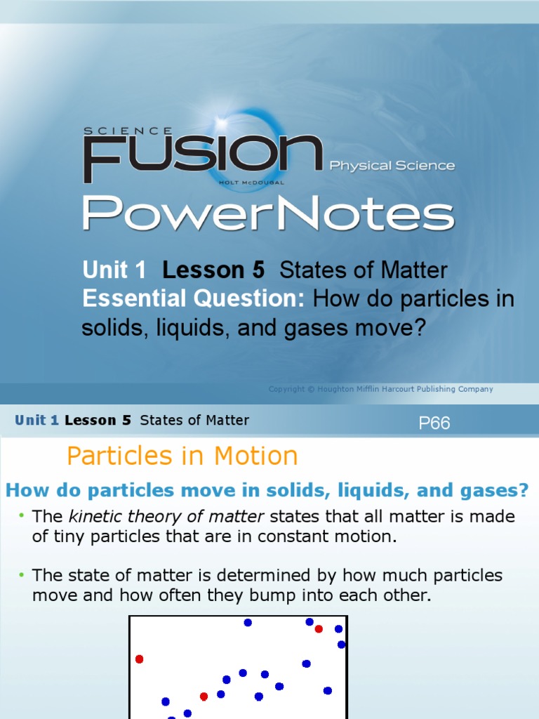 Unit 1 Essential Question:: How Do Particles in Solids, Liquids, and ...