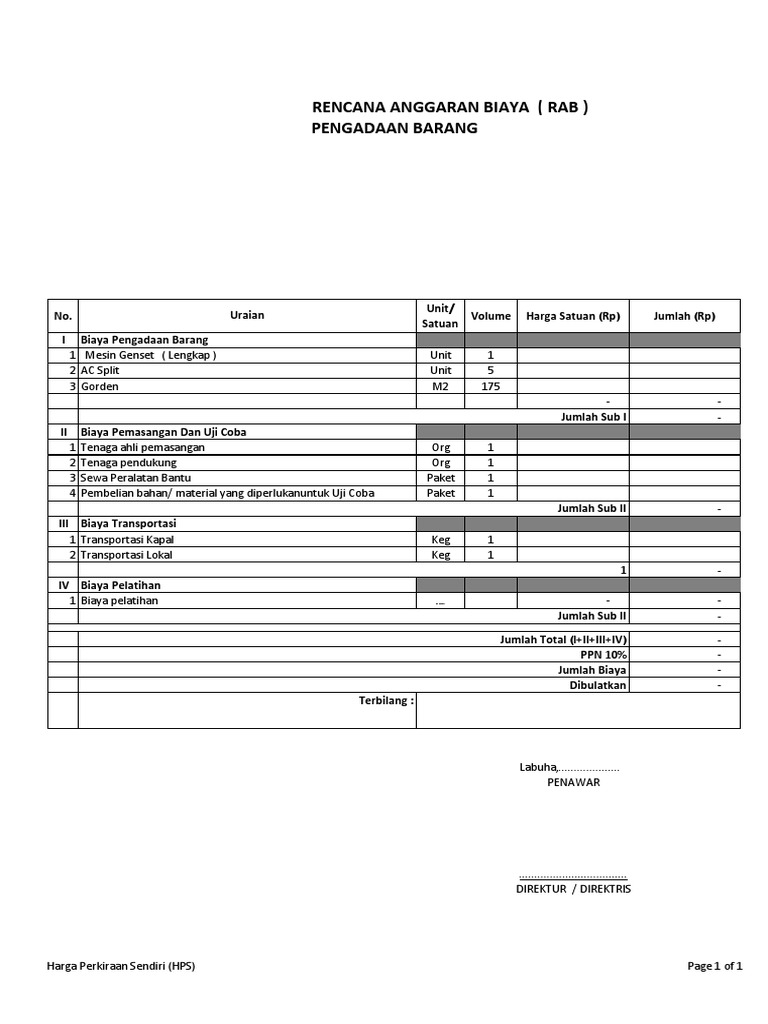 RAB Pengadaan Barang & Jasa | PDF | Komputer