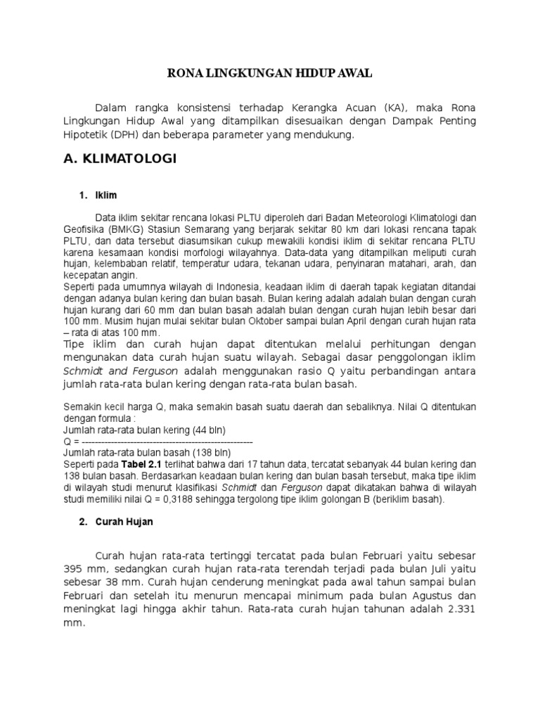 Rona Lingkungan Hidup Awal | PDF