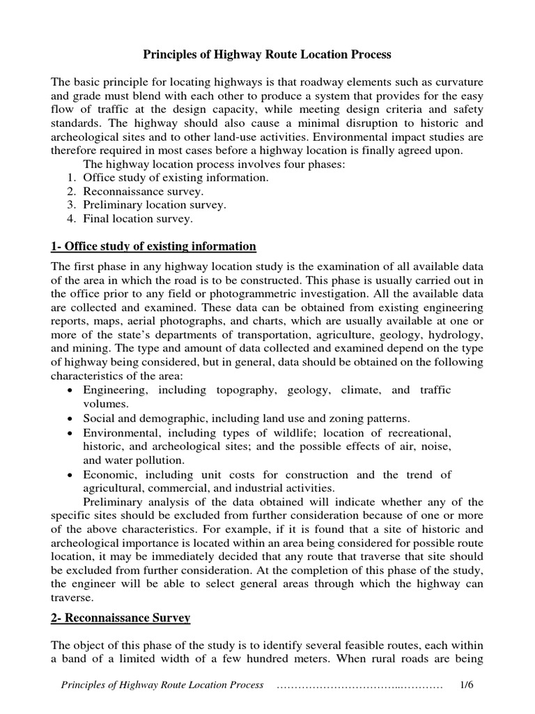 01-Principles of Highway Route Location | PDF | Highway | Environmental ...