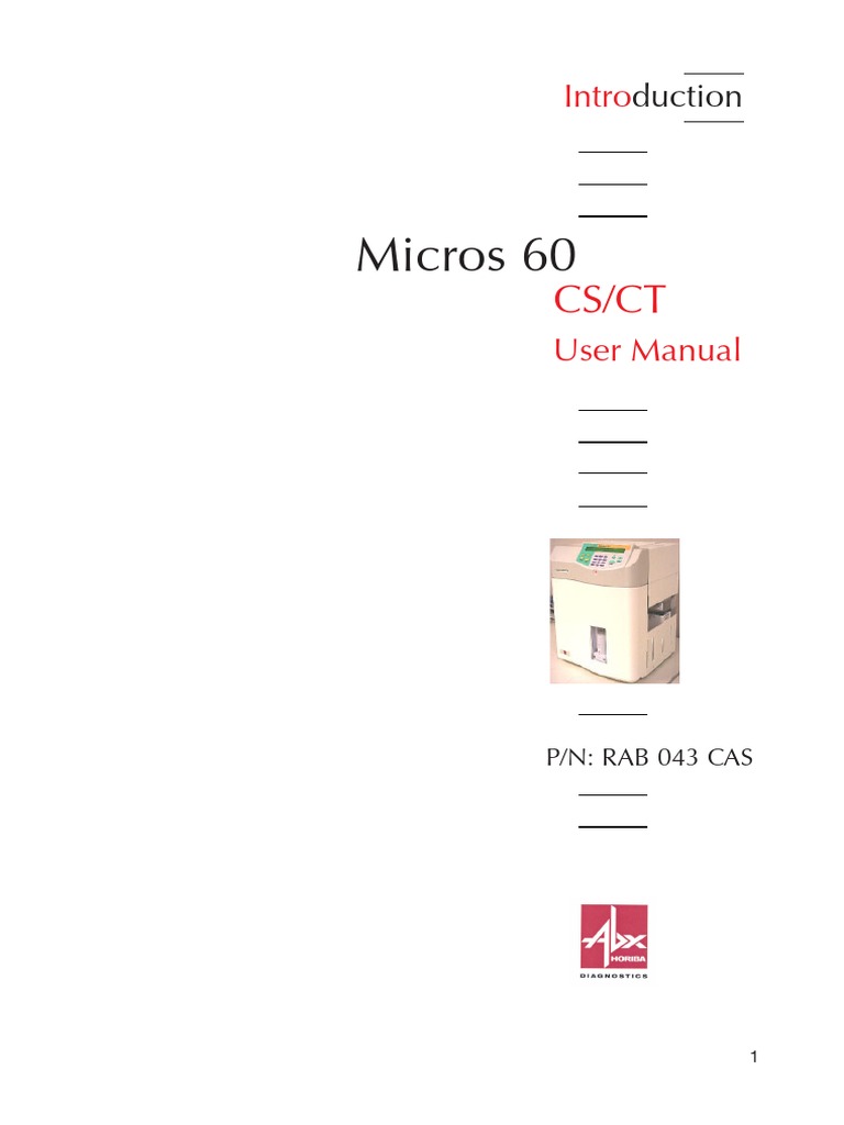 Micros 60 CS-CT User's Manual | PDF | White Blood Cell | Blood Cell