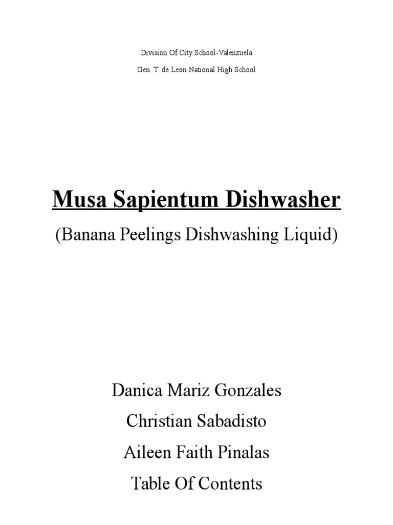 Banana Peelings As Dishwasher Science Investigatory Project | PDF ...