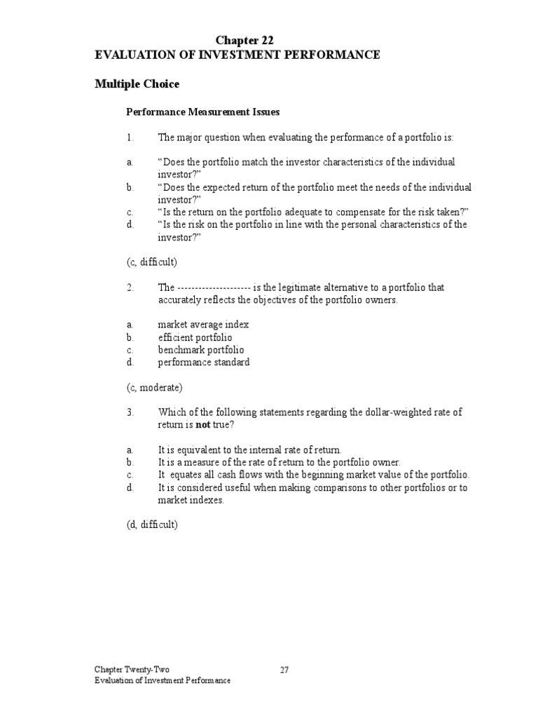 CH 22 | PDF | Beta (Finance) | Sharpe Ratio