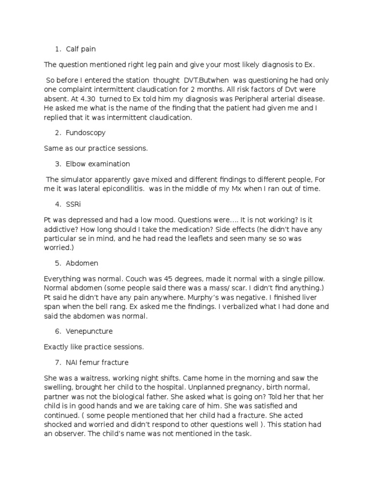 My Plab 2 Exam | PDF | Physical Examination | Medical Specialties