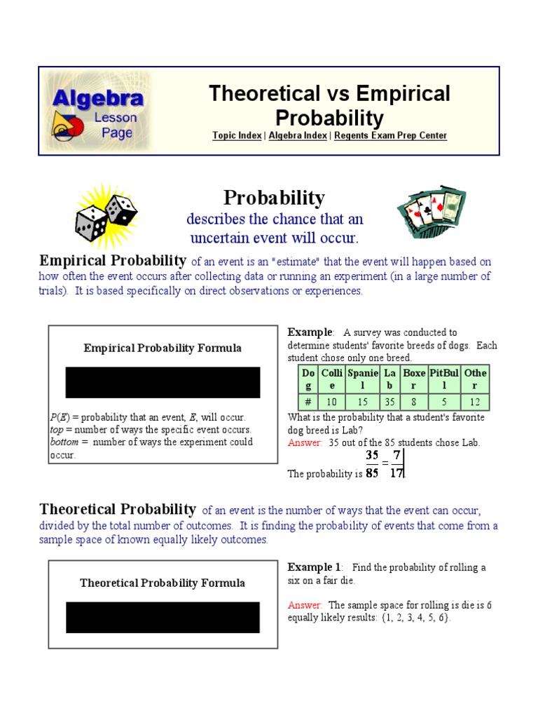 Theoretical Vs Empirical Probability | PDF | Probability | Algebra