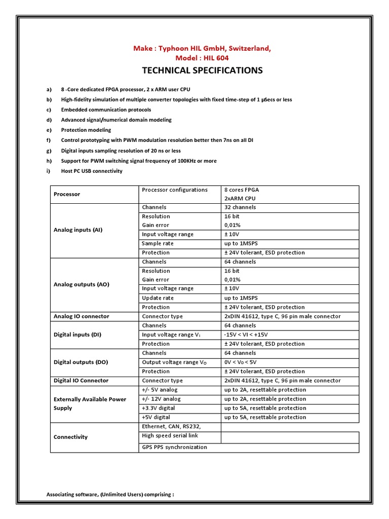 Technical Specification HIL604 13.12.2016 | PDF | Central Processing ...