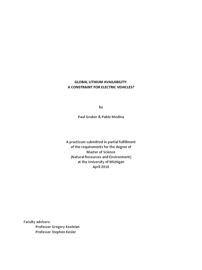 Global Lithium Availability | PDF | Lithium | Potash