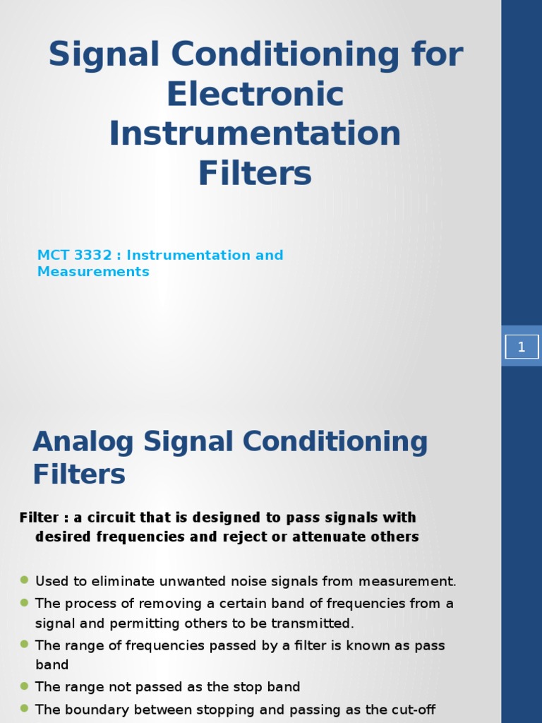 Signal Conditioning Filters | PDF | Electronic Filter | Low Pass Filter