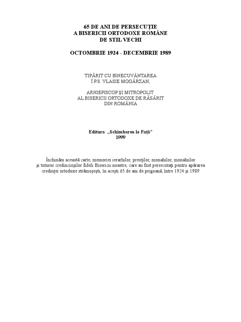 65 de Ani de Persecutie A Bisericii Ortodoxe de Stil Vechi | PDF