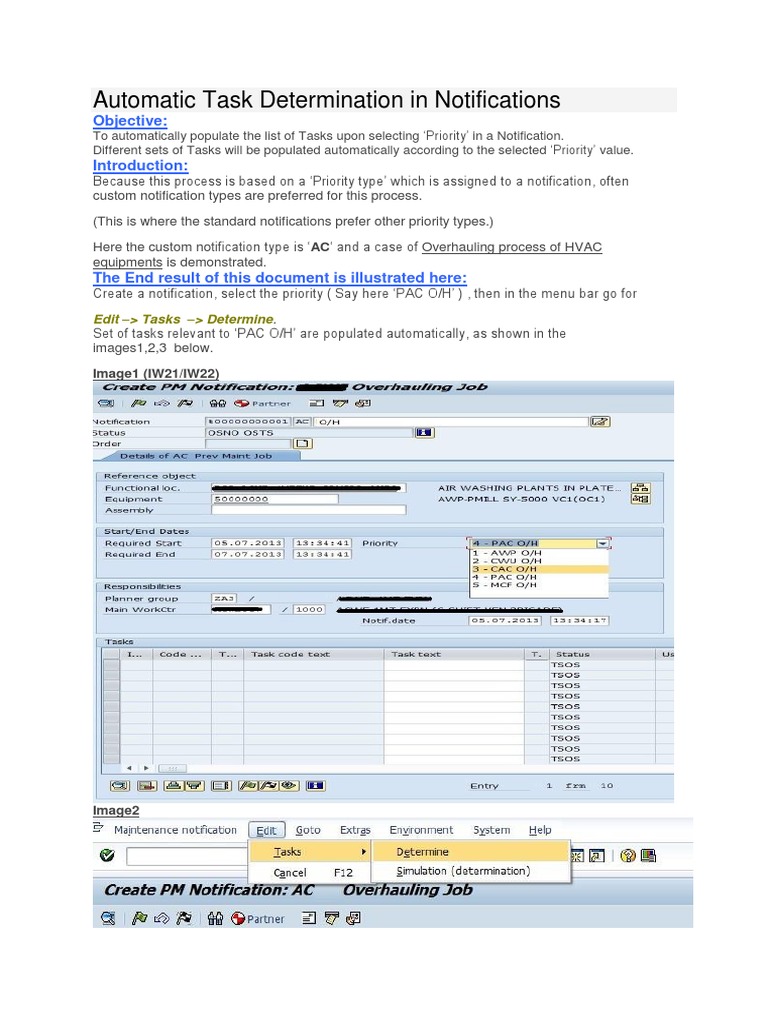 Automatic Task Determination in Notifications | PDF