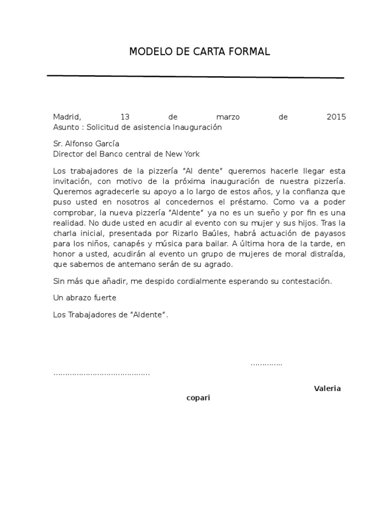 Modelo de Carta Formal | PDF