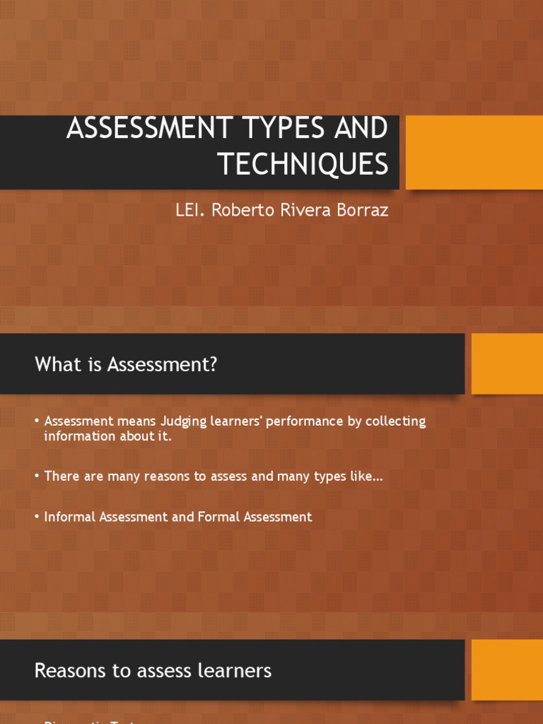 Assessment Types and Techniques | PDF | Career & Growth | Language Arts ...