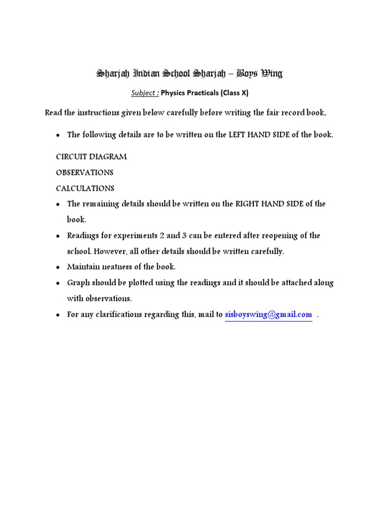 Physics Practicals For Class X | PDF | Series And Parallel Circuits ...