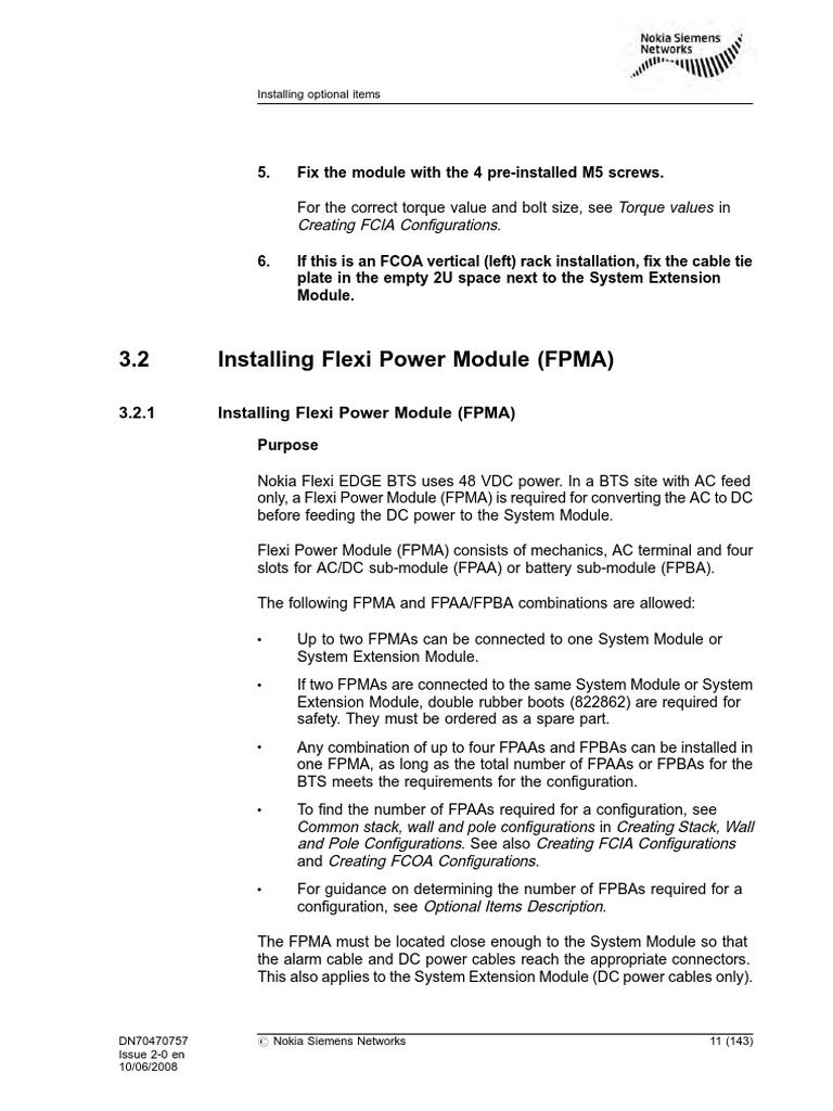 Installing Nokia Flexi Power Module | PDF | Electrical Connector ...