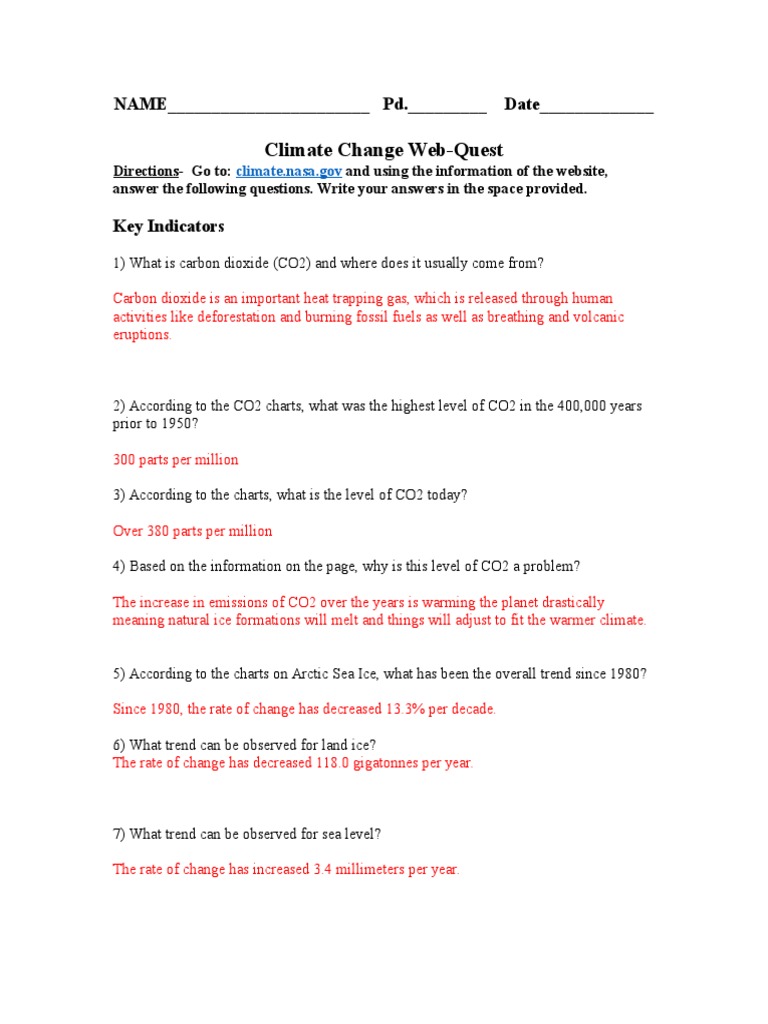 Climate Change Webquest | PDF | Climate Change | Global Warming