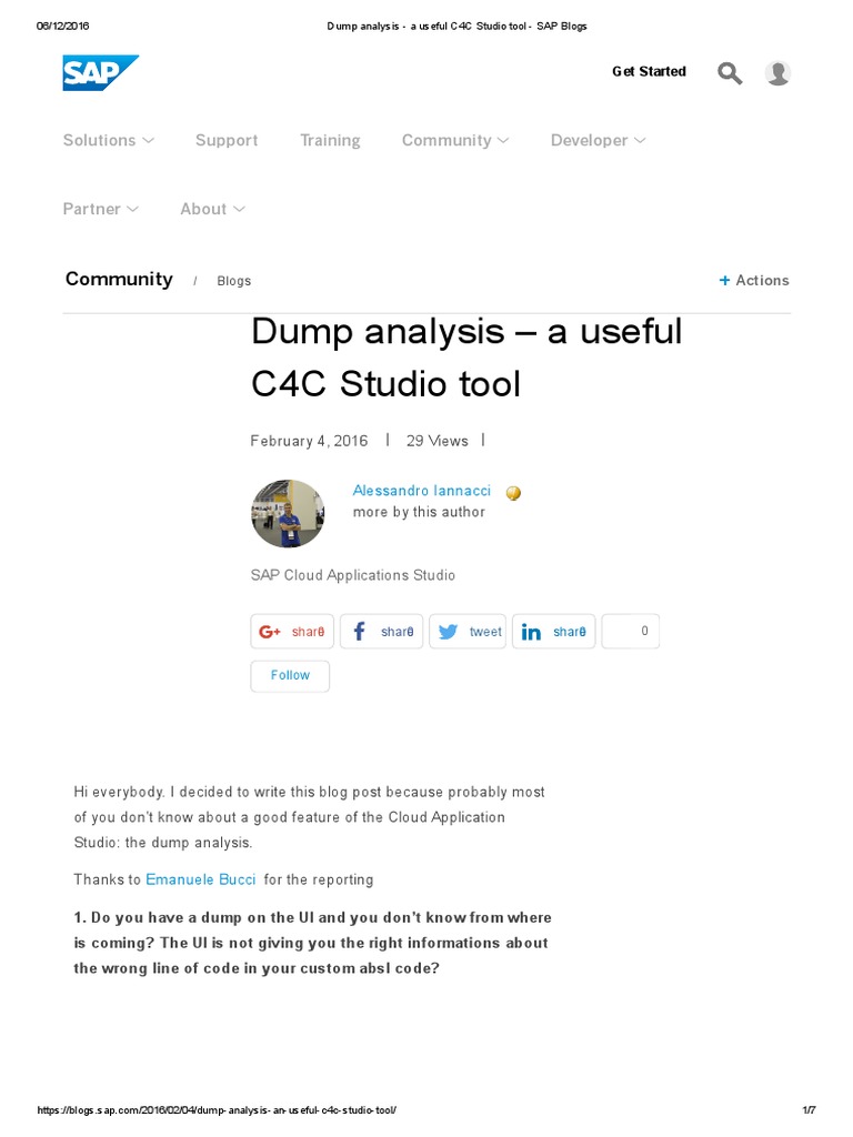 Dump Analysis - A Useful C4C Studio Tool - SAP Blogs | PDF ...