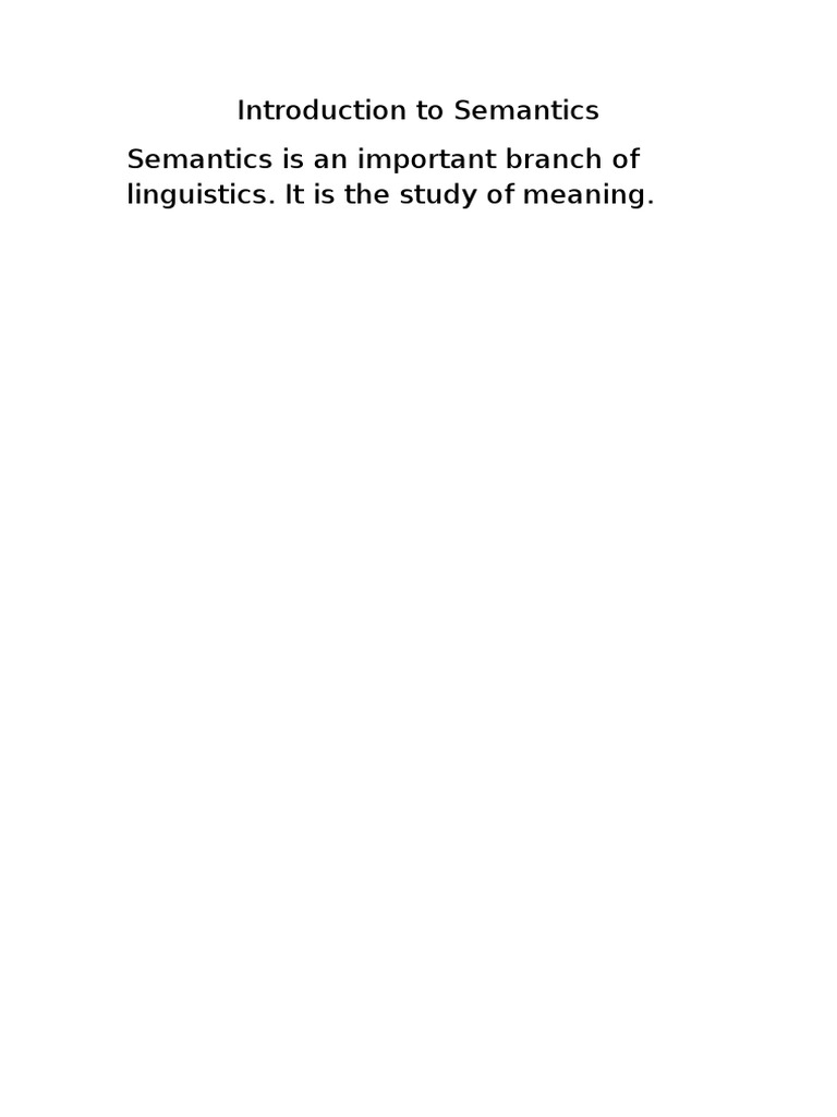 Introduction To Semantics | PDF