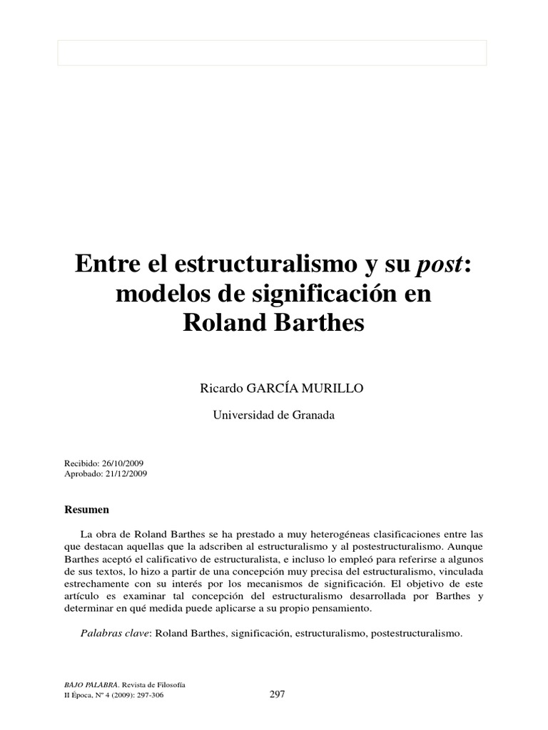 Entre El Estructuralismo Y Su Post-Estructuralismo | PDF | Homo Sapiens ...
