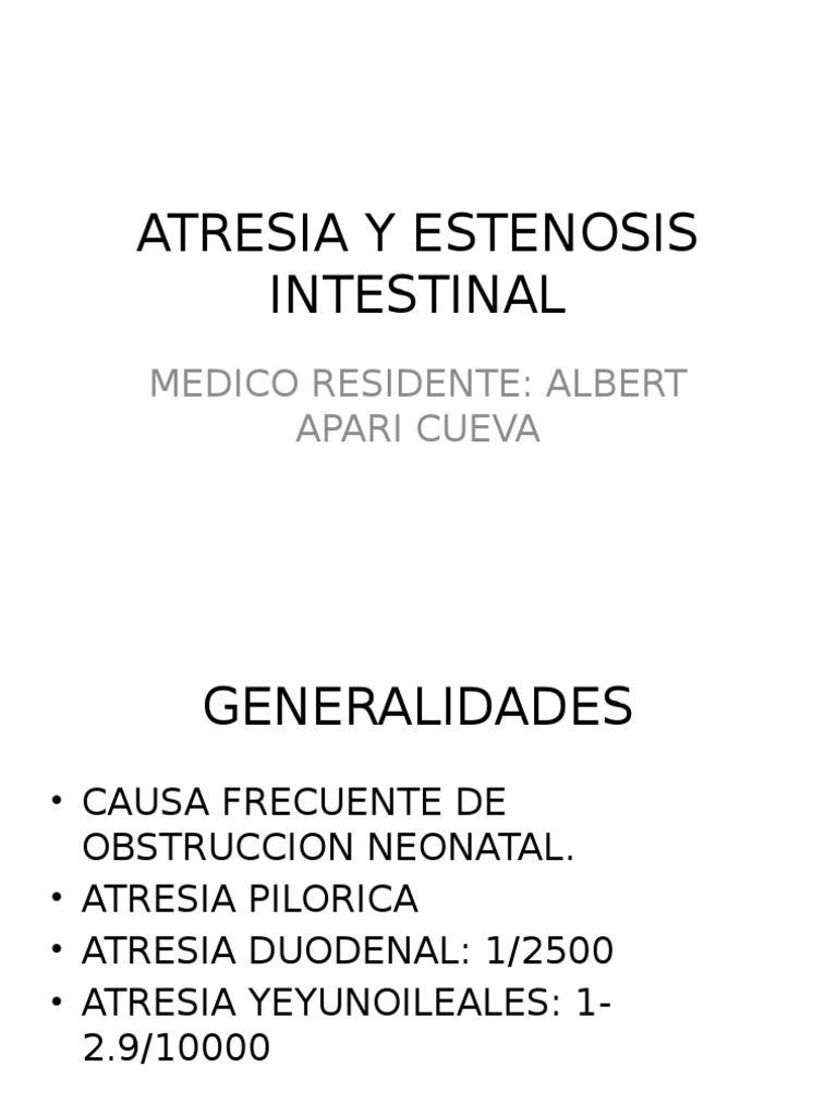 Atresia y Estenosis Intestinal | PDF | Gastroenterología ...
