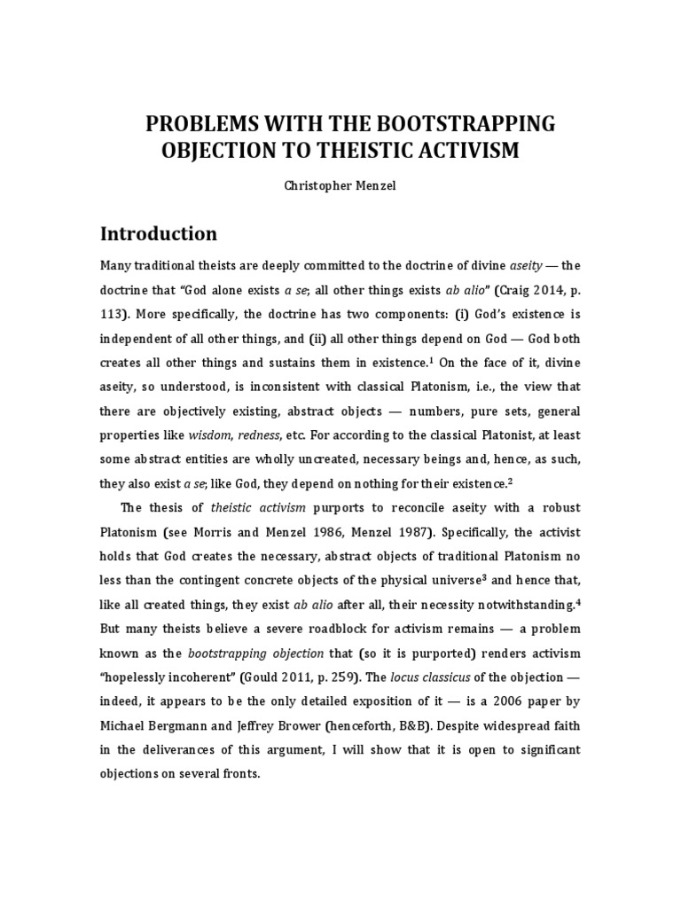 Problems With The Bootstrapping Objection To Theistic Activism | PDF ...