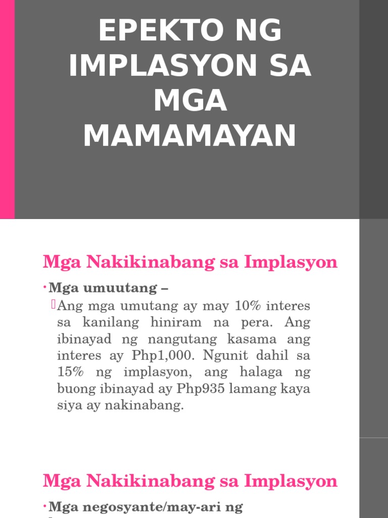 Epekto NG Implasyon Sa Mga Mamamayan | PDF