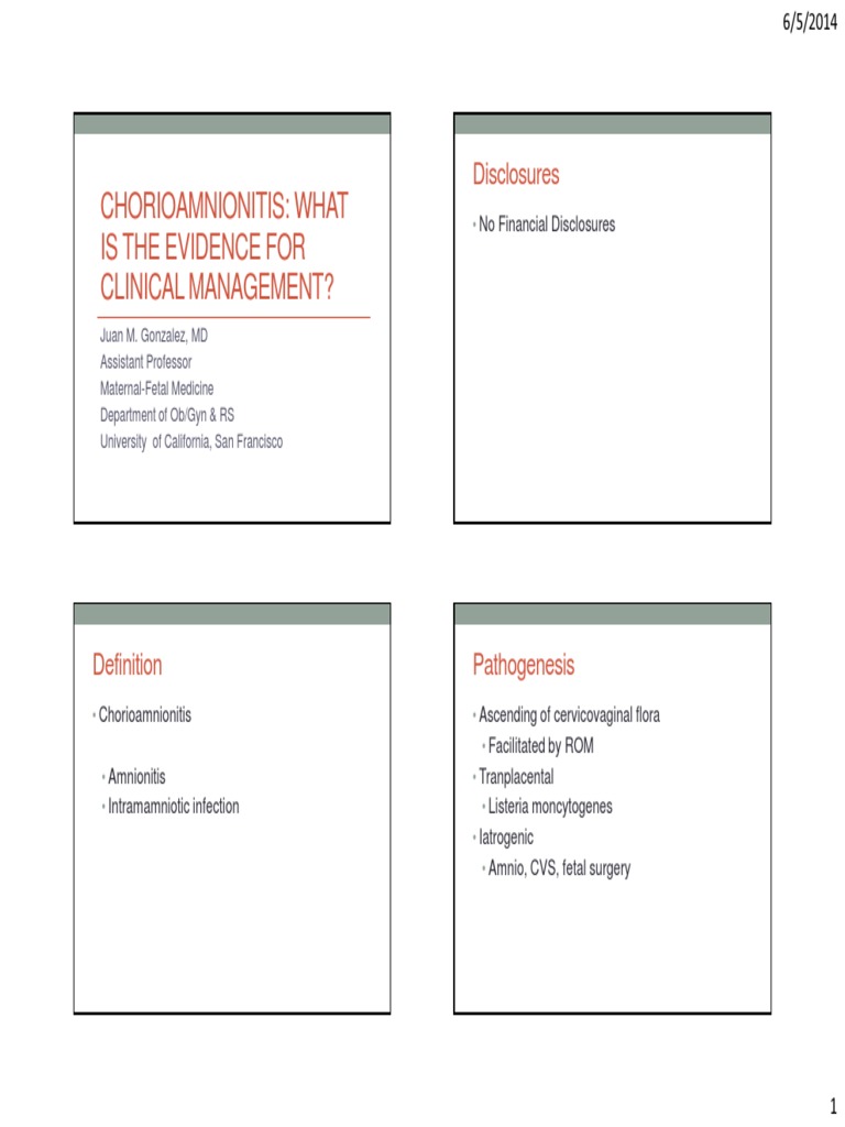 Chorioamnionitis: What Is The Evidence For Clinical Management? | PDF ...