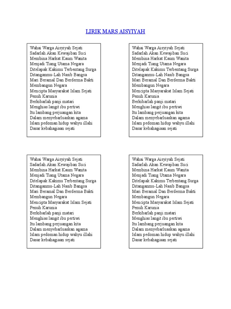 Lirik Mars Aisyiyah | PDF