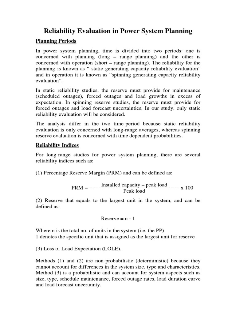 Power System Reliability Evaluation Guide | PDF | Science & Mathematics ...