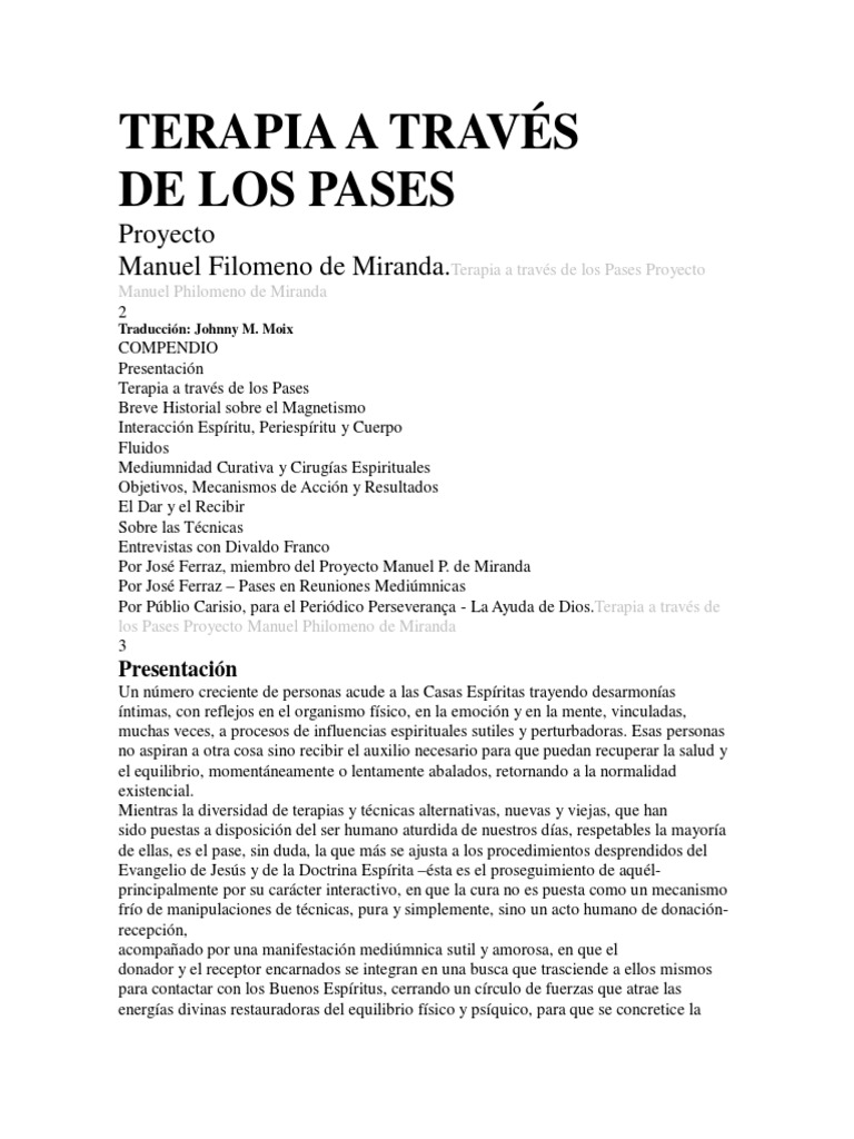 Terapia A Traves de Pases Magneticos PDF | PDF | Alma | Espiritismo