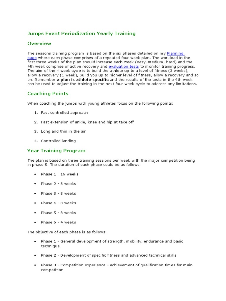 Jumps Event Periodization Yearly Training | PDF | Individual Sports ...