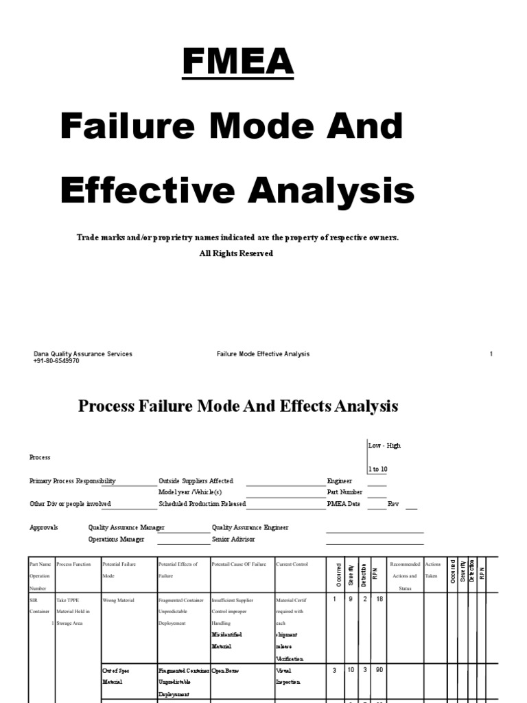Failure Mode and Effective Analysis | PDF | Reliability Engineering ...
