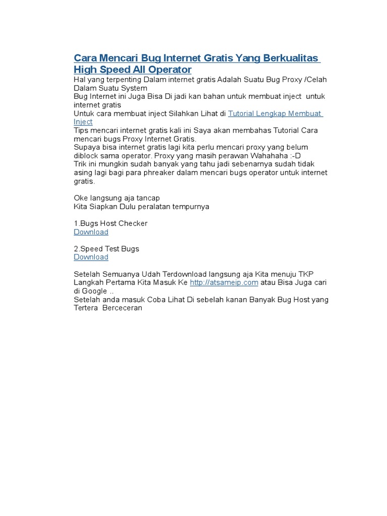 Cara Mencari Bug Internet Gratis Yang Berkualitas High Speed All ...