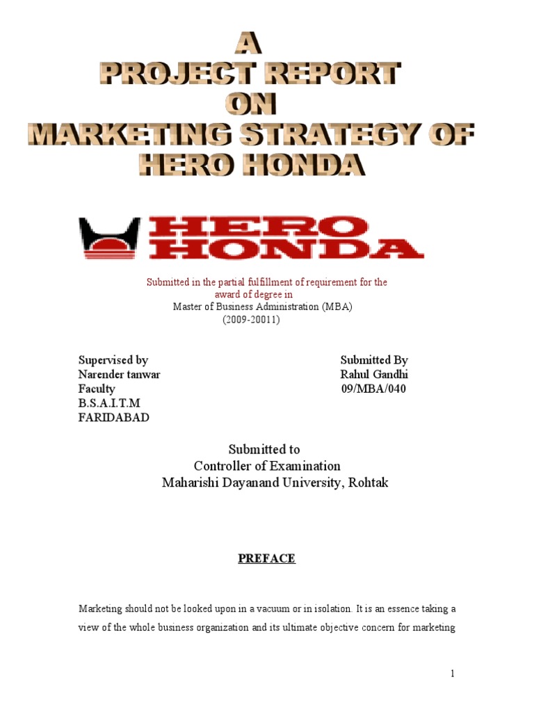 Marketing Strategy of Hero Honda | PDF | Swot Analysis | Market Analysis