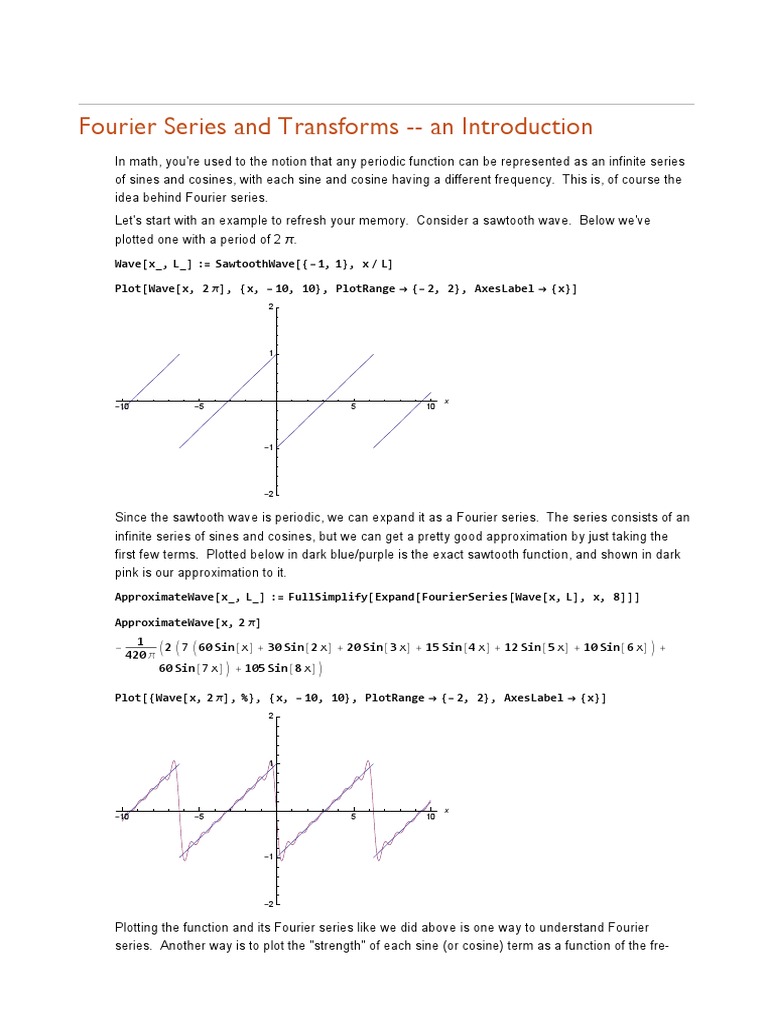 Exploring Fourier Transforms | PDF | Sine | Fourier Transform