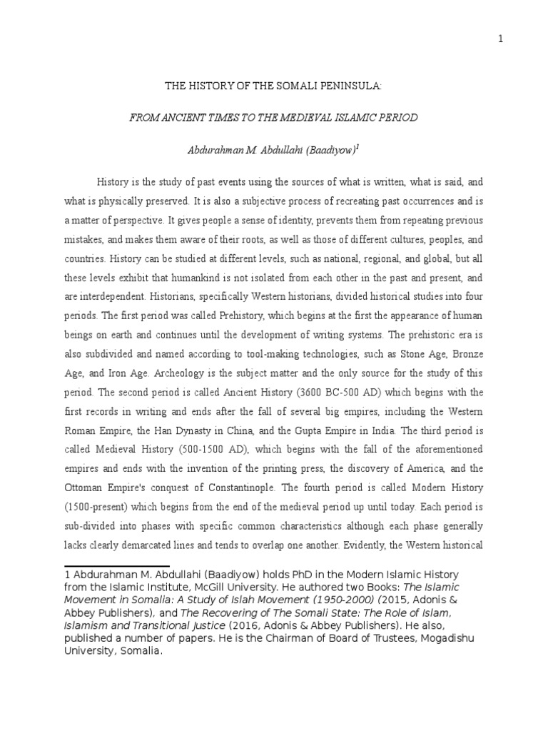 Somali Peninsula: Ancient to Medieval History | PDF | Somalia | Horn Of ...