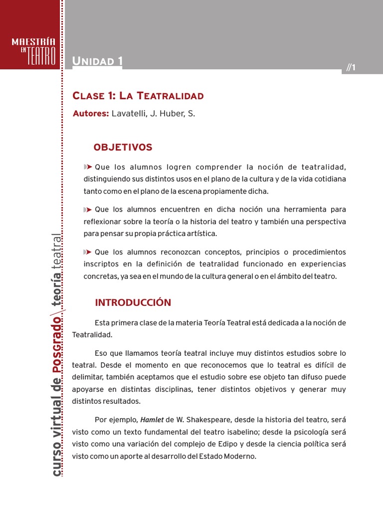 Clase 1.teoria Teatral. Teatralidad | PDF | Teatro | Teoría
