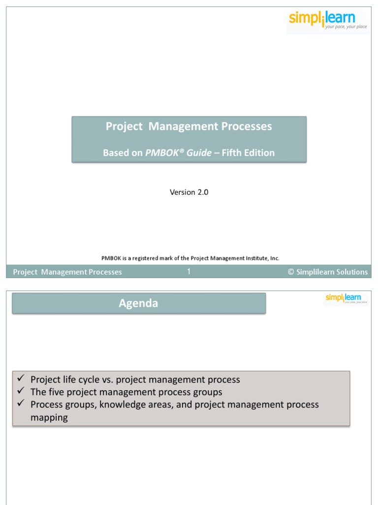 Project Management Processes: Based On Pmbok® Guide - Fifth Edition 