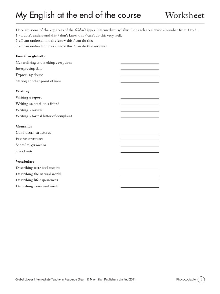 My English at The End of The Course Worksheet: Function Globally | PDF ...