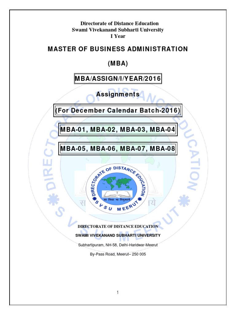 MBA Assignments for Distance Education | PDF | Capitalism | Master Of ...