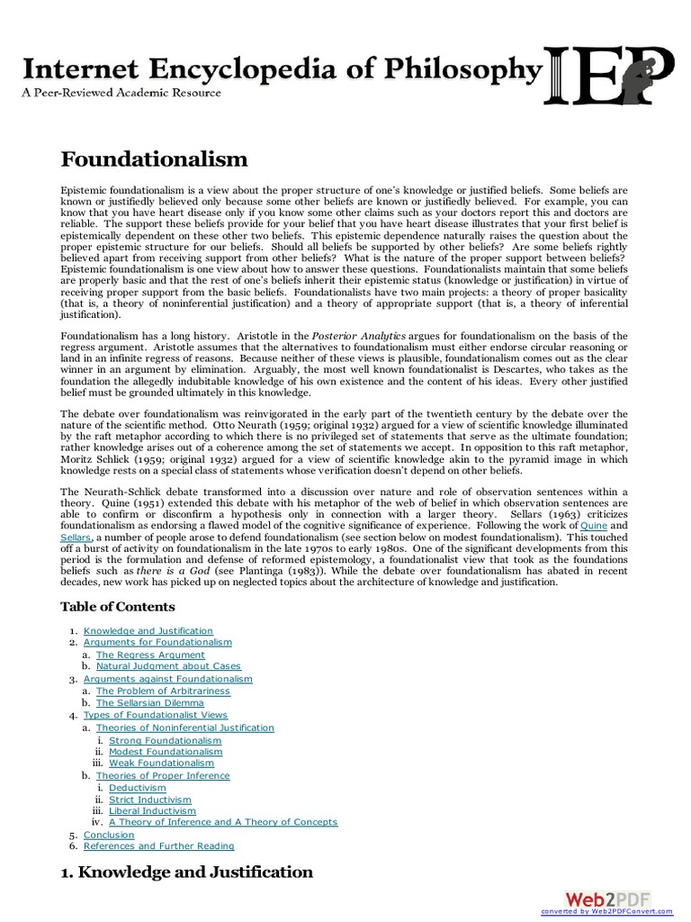 Foundationalism | PDF | Epistemology | Theory Of Justification