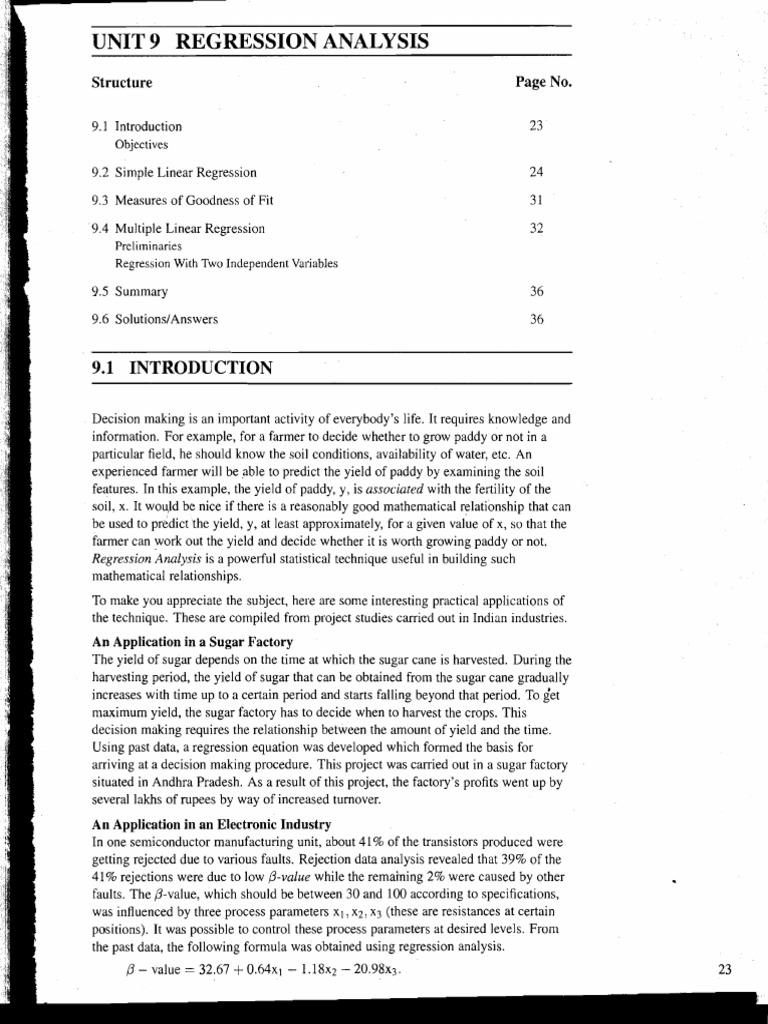 Unit 9 | PDF | Regression Analysis | Linear Regression