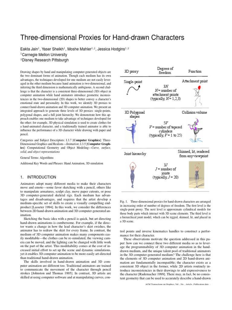 Three-Dimensional Proxies For Hand-Drawn Characters: N Number of | PDF ...