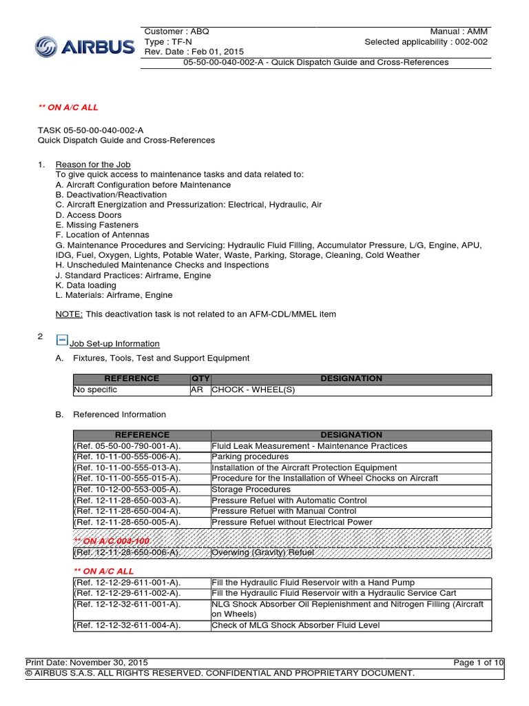 Qucik Dispatch Guide A320 AMM Reference Only | PDF | Foreign Object ...